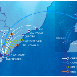 PLUNA Lineas Aereas Uruguayas route maps